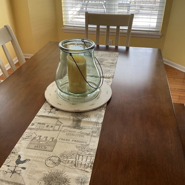 Farmhouse Table Runner Natural Tan Home Decor Dining Room Table Linens ...