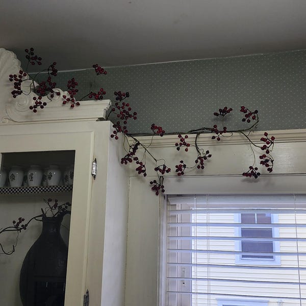 29" Faux Cranberry Branch, Decorative Cranberry Stem, Minimalist Style ...