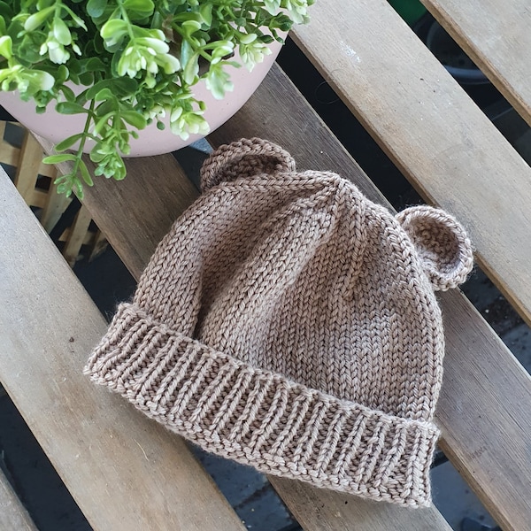 Bear Ears Hat Knitting Pattern Medium Worsted Weight Knit Winter Beanie ...
