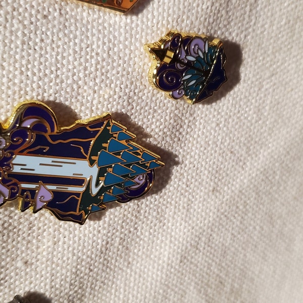 Gold Ocean of Sky Floating Islands Hard Enamel Mini Pin Set - Night ...