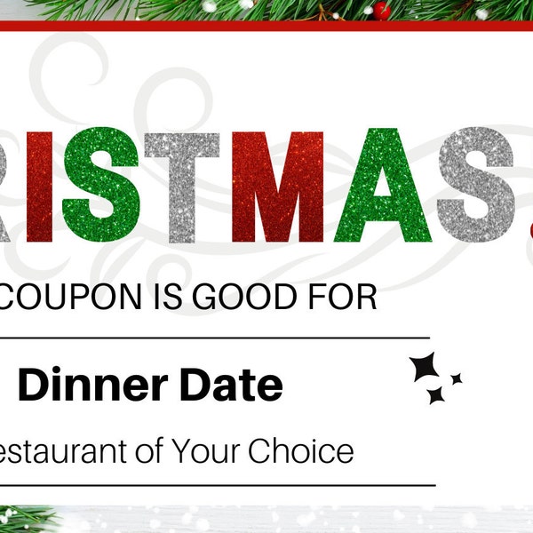 Printable Christmas Coupon Template. Ticket for Experience. Coupon for ...