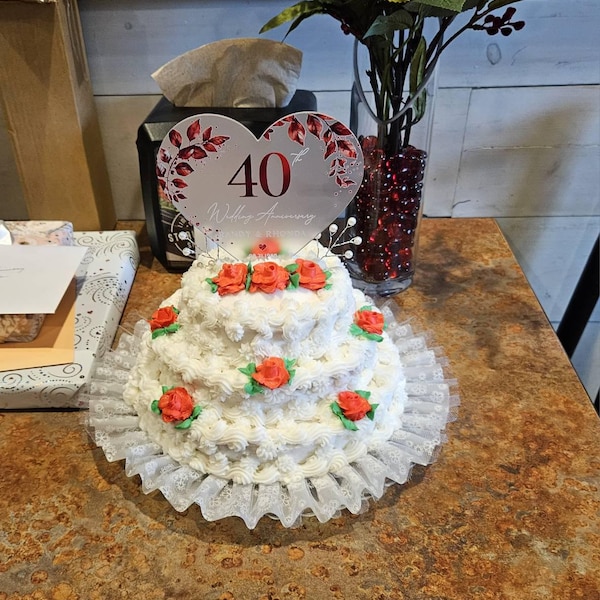 40th Wedding Anniversary Cake Topper, Ruby Wedding Cake Topper ...