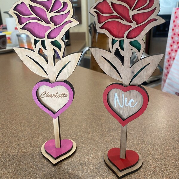 Premium Free Standing Rose SVG Laser Cutting Files - Personalizable 3D ...
