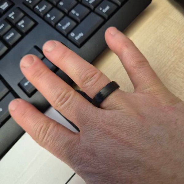 Blue Opal Ring, Black Tourmaline Ring, Wedding Carbon Fiber Ring ...