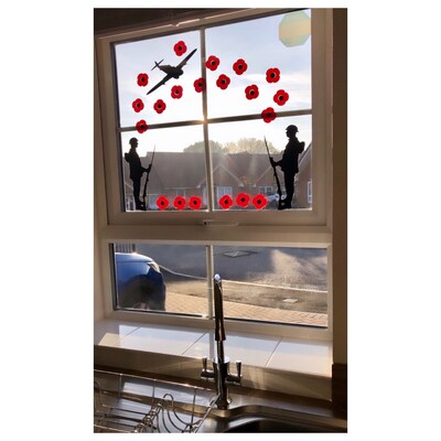 Poppy Window Stickers Poppies Day Remembrance Tribute Scene - Etsy UK