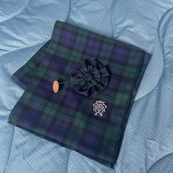 Scottish Campbell Ancient Stewart Tartan Plaid Sash Rosette Burns Night ...