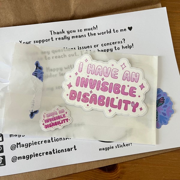 I Have an Invisible Disability - Waterproof Glossy Vinyl Holographic ...