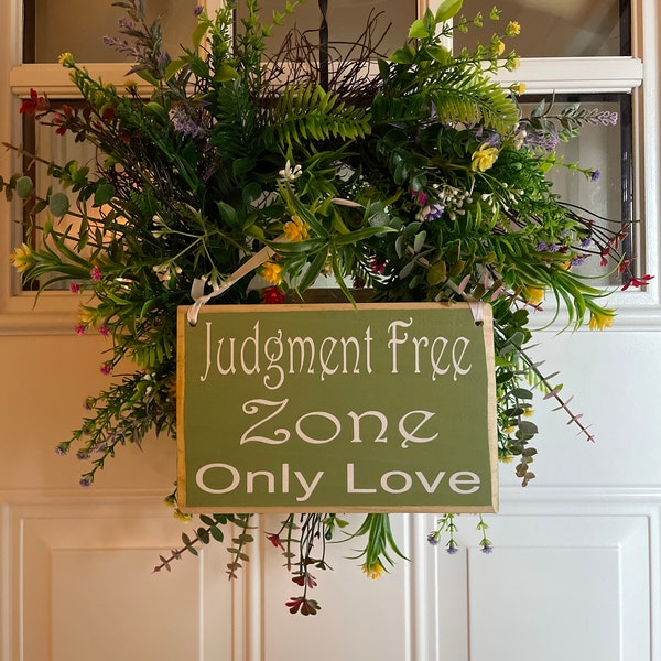 8x6 Judgment Free Zone Only Love Custom Wood Sign Namaste Drama Please ...