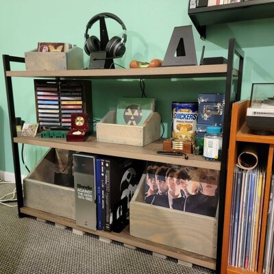 Rustic Record Storage Cabinet Multiple Bay Vinyl Record - Etsy