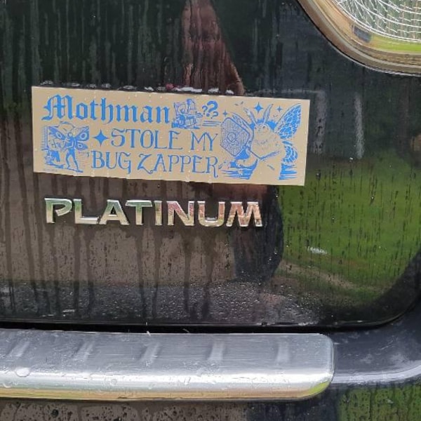 Mothman Stole My Bug Zapper - Funny Cryptid Bumper Sticker ...