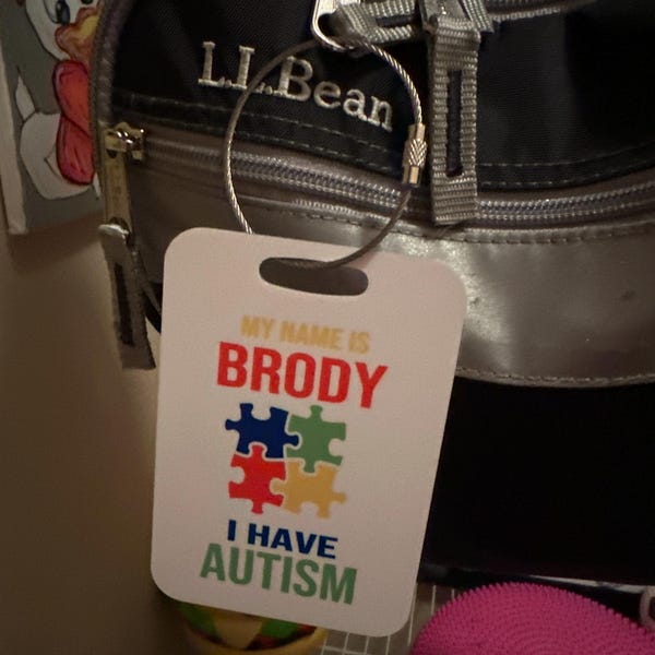 Autism Bag Tag, Autism Alert Tag, Personalized Bag Tag, Autism Hang Tag ...