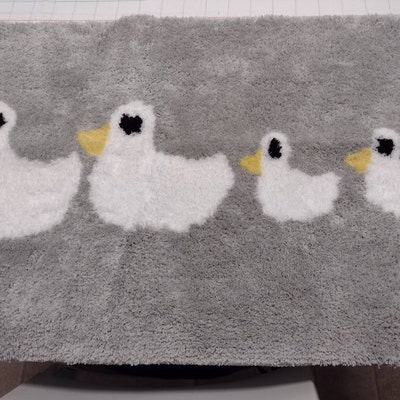 Handcrafted Blue Bath Mat 50x80cm, Tufted Plush Bath Rugs, Washable ...