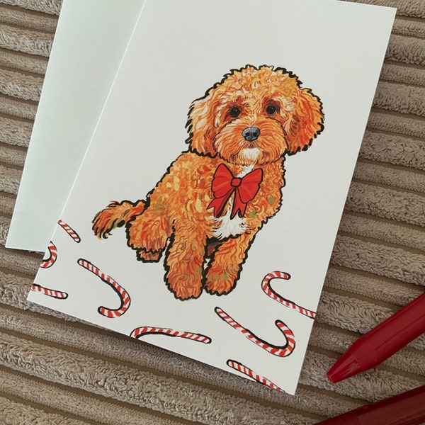 Cavapoo Christmas Card - Etsy