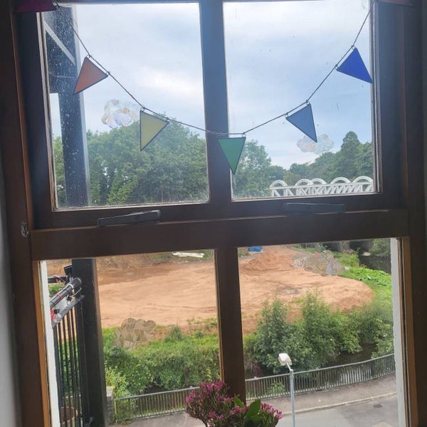 Stained Glass Rainbow Bunting Suncatcher - Etsy