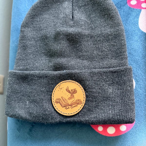 Leather Patch Beanies | Custom Engraved Logo Beanie, Real Leather ...