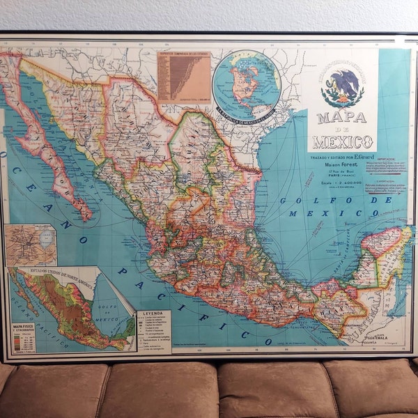Old Map of Mexico | Vintage Political Map Print | Mapa De México - Etsy