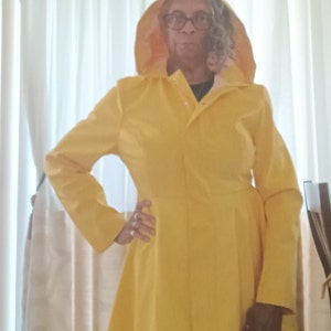 Waterproof Hooded Yellow Coat for Women, Floral Raincoat With Hood and ...