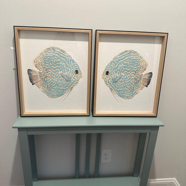 Teal Abstract Fish – Set of 2 Prints | Minimalist Coastal Wall Art ...