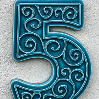Ceramic House Number 2, Turquoise - Etsy