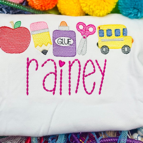 School Set Sketch Stitch Embroidery Design 5x7 6x10 8x8 8x12 - Etsy