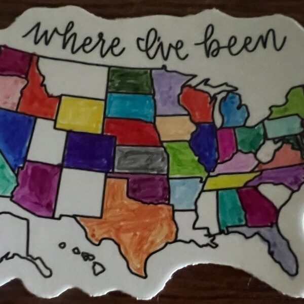 Where I've Been Map Vinyl Sticker | United States USA Waterproof Decal ...