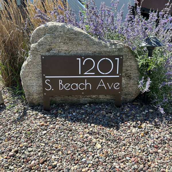 Personalized Modern Metal Address Sign: Reflective House Number Yard ...