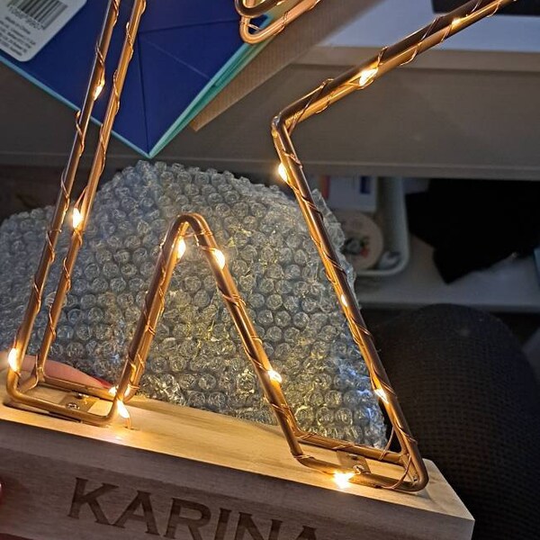 Personalised Light up Letter Light K | Custom Name Copper Light up ...