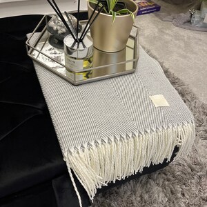 Grey & Cream High Quality Soft Tassel Throw - Etsy UK