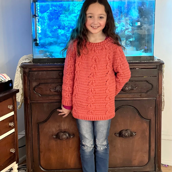 Crochet PATTERN - Magnolia Sweater (child Sizes 6-12m up to 9-10years ...