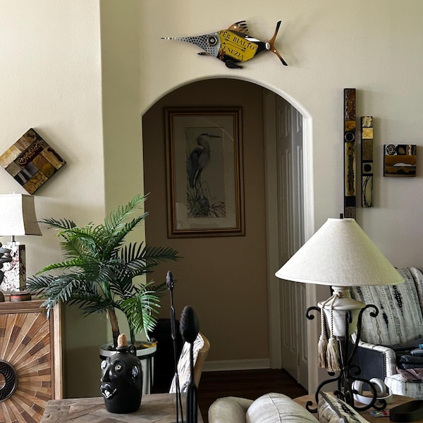 Jumbo Retro Aloha Fish, Beach House Art, Driftwood Wall Art, Boho Art ...