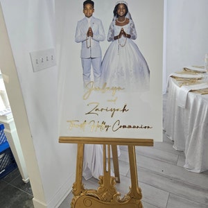 White Acrylic Wedding Sign With 3D Gold Mirror Name, Wedding Entrance ...