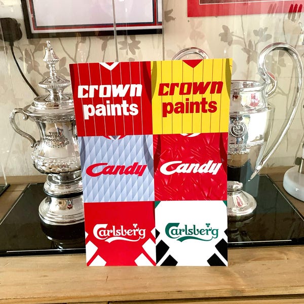 Liverpool FC Retro Kit Collection Poster Home Decor Unframed Football ...