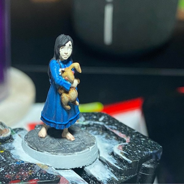 Little Girl Dark Child Miniature 3D Resin Printed 28-32mm Tabletop ...