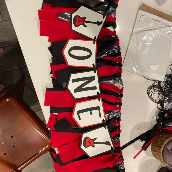 One Rocks High Chair Banner / Guitar Highchair Banner / Rock Party ...