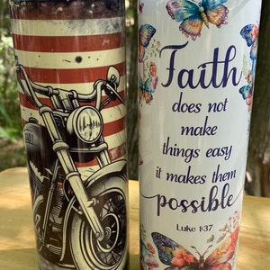 Faith Bible Verse 20oz Skinny Tumbler Sublimation Faith Luke 1:37 ...