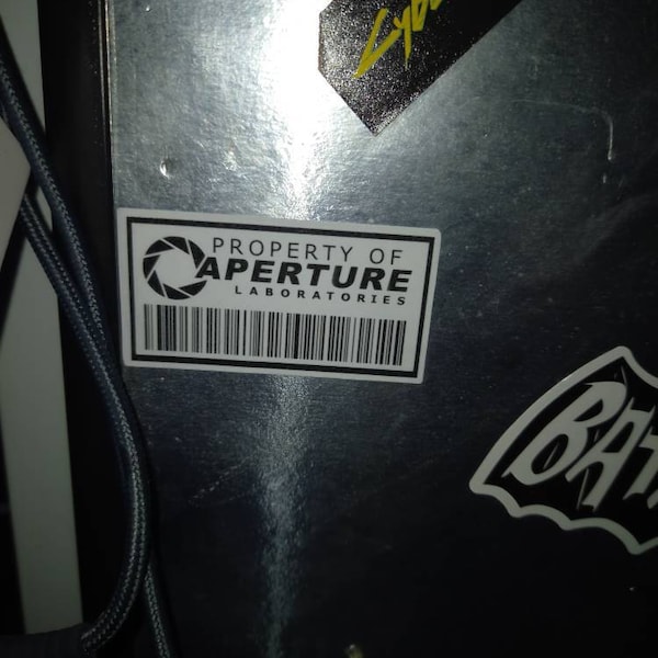 Property of Aperture Laboratories Sticker, Label, Product Barcode ...