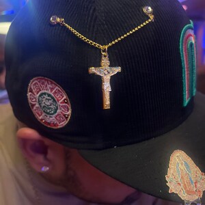 Clear Green Rosary Cross Jesus Christ Gold Chain Hanging Pin for Hat ...