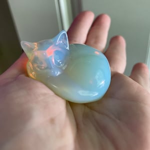 Opalite Sleeping Cat,hand Carved,home Decoration,crystal Collection ...
