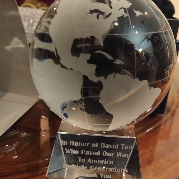 Ravanox Personalized 5 1/2" Crystal Globe Award, Custom Engraved Glass ...