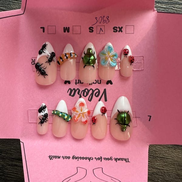 Whimsical Picnic Press on Nails, 3D Food Nail Art With Strawberry ...