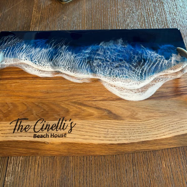 Wood Live Edge Floating Shelves With Ocean Waves Coastal Beachy Room ...