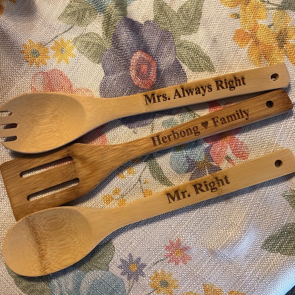 Wooden Spatula Set - Monogram Utensils - Personalized Cooking Utensils ...