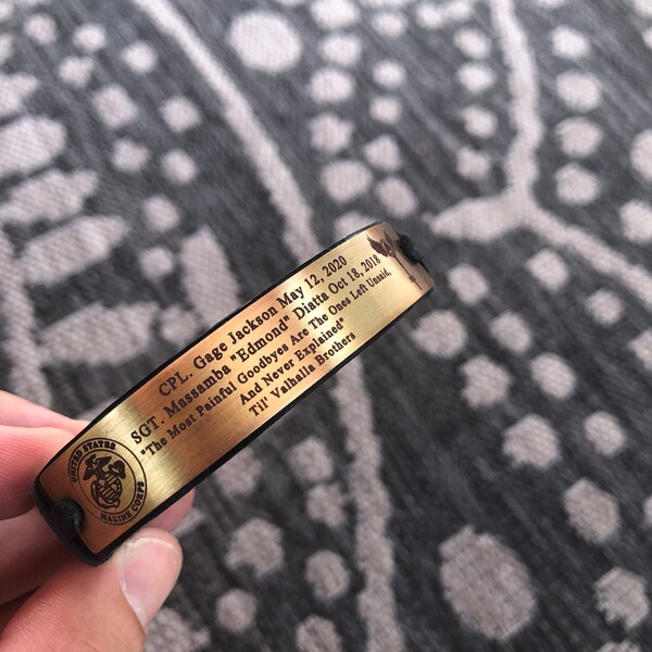 Custom Military Memorial Leather Bracelet, Army Remembrance KIA ...