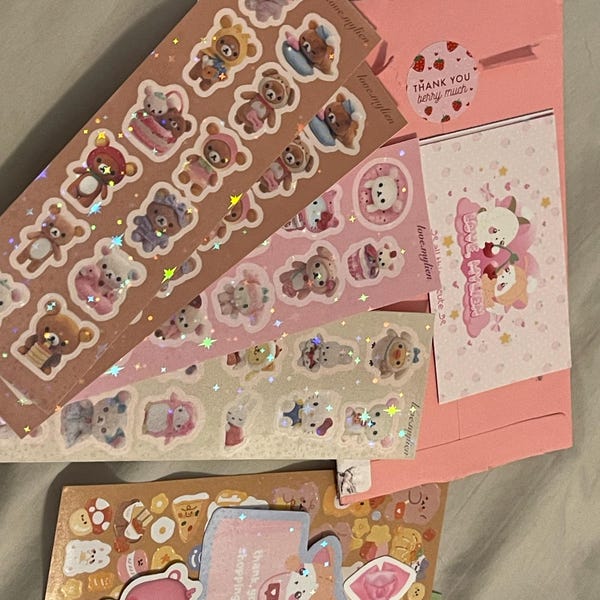 HOLOGRAPHIC Cute Brown Plushie Sticker Sheet, Cute Stationery Bundle ...