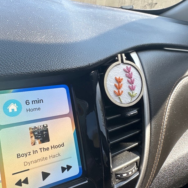 Embroidered Car Diffuser Vent Clip, Essential Oil, Lavender Embroidery ...