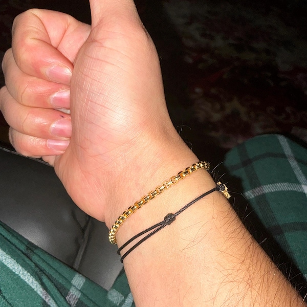 18K Real Gold Box Chain Bracelet: Yellow Gold, 2-5mm - Etsy