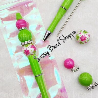 Glamorous Beadable Pen Kit, Flower DIY Craft PLASTIC Pen Kit, Beadable ...