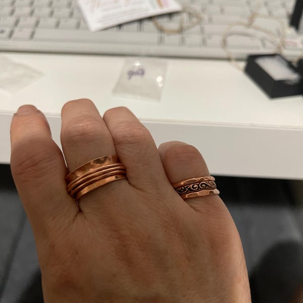 Copper Ring Set 3, Stacking Rings Copper, Textured Rings, Dandelions ...