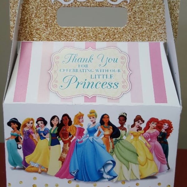 Disney Princess Birthday Personalized Qty 8 Gable Favor Goody Boxes - Etsy
