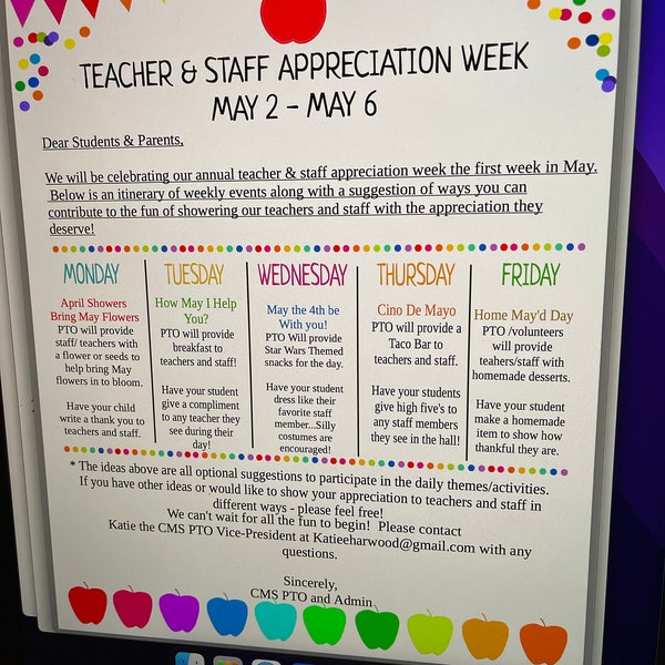 Editable Teacher Appreciation Staff Invitation Family Newsletter ...